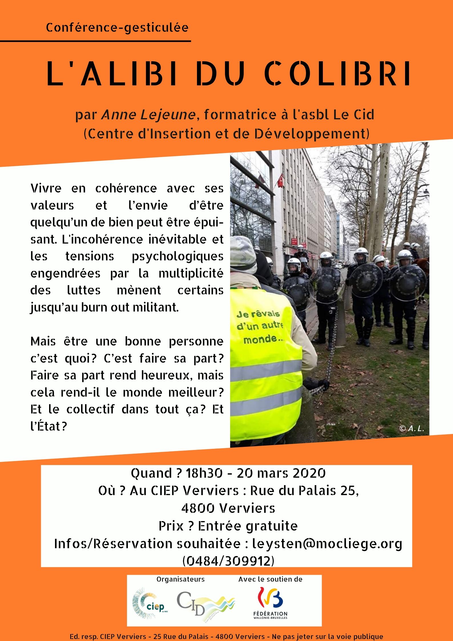 Verviers | 20.03 - 18h30 | Conférence-gesticulée "L'alibi du colibri ...